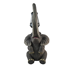 DWK "Lucy Solar Baby Elephant Lantern | Front Porch Decorations for The Home | African Patio and Garden Sculptures | Yard Art | Statues and Figurines - 17"…