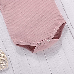 EQSJIU Newborn Baby girl outfits infant rompers 0-3 months summer clothes pants cotton bow headband pants shorts 3pcs set pink blue