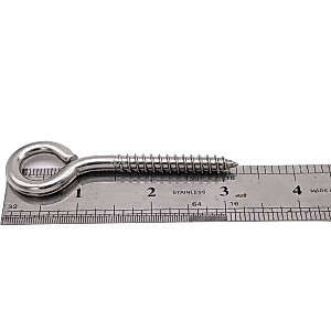 AYSUM 20Pcs 3.2 Inch Screw Eyes Heavy Duty Stainless Steel Screw in Eye Hooks for Wood, Metal Eye Lag Eyebolt for Indoor & Outdoor Use