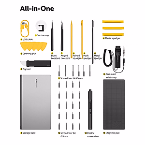 HOTO Electric Precision Screwdriver Set, 48 in 1 Electronics Tool Kit, Magnetic Bits & Box, LED Light & 2 Torque Settings, Mini Screwdriver Set for Eyeglasses, Watches, Phones, Laptops, Cameras Repair