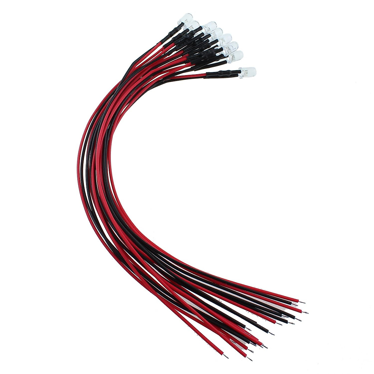 MTQY 20pcs 3mm Pre Wired LED, White DC3-5V Clear Lens, Light Emitting Diodes