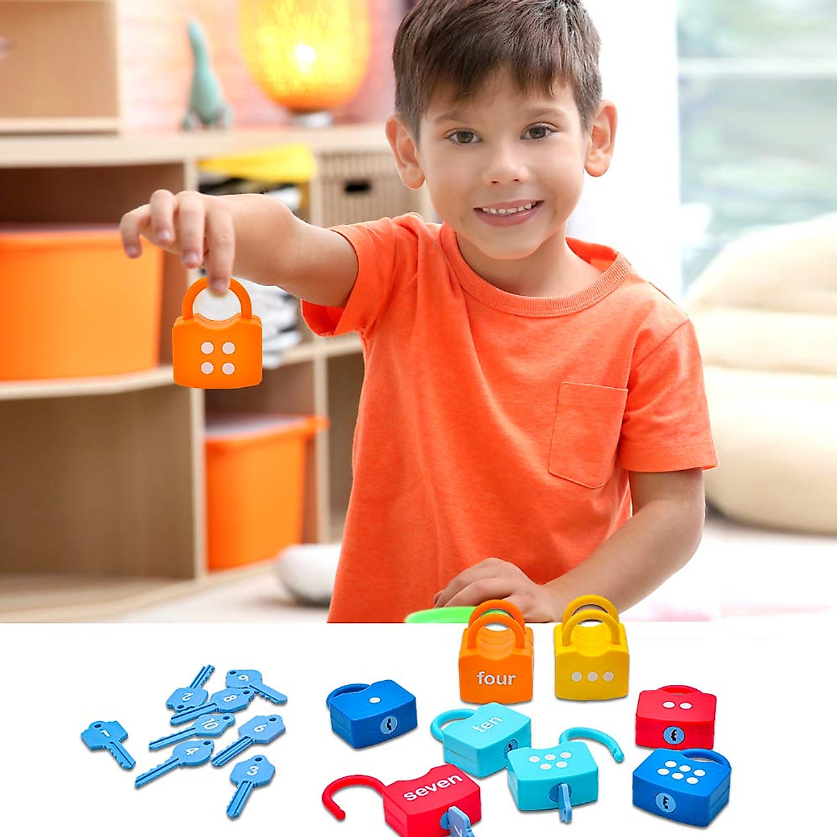 Kghios Kids Learning Locks with Keys Numbers Matching & Counting Montessori Math Educational Toys Materials for Toddlers Ages 3 yrs+ Boys and Girls Preschool Games Gifts