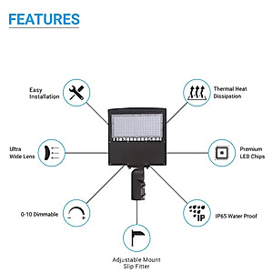 LEDMyplace 150W LED Parking Lot Lights, Shoebox Light Adjustable Arm Mount, 5700K Cool White, 120V-277V, 20250 Lumens, IP65 Waterproof, Commercial Area Street Lighting, Garage, Stadium, Warehouse