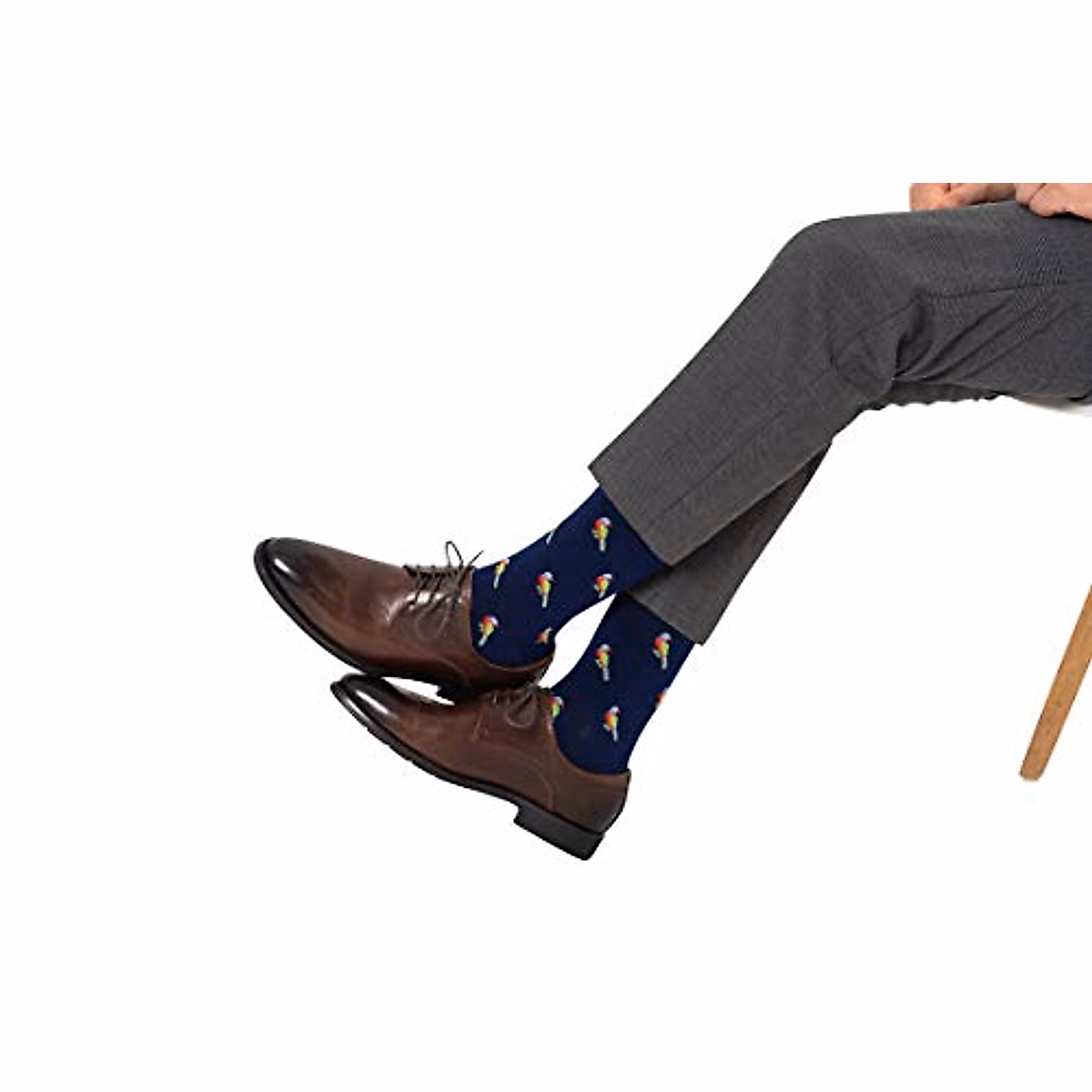 Parrot Bird Socks Mens Sock Animal | Parrot Socks for Him | Stocking Stuffer Birthday Gift for Guys (Red Parrot)