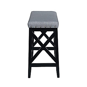 Great Deal Furniture Blair Contemporary Farmhouse Upholstered Fabric Barstools (Set of 2)