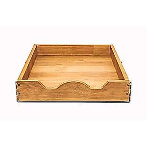 DINDON 1 Tier Pull Out Cabinet Organizer (14" W x 21" D) Single Tier Heavy Duty Sliding Wood Drawer Under Cabinet Shelf Organization Storage