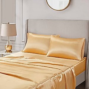 Madison Park Essentials Satin Luxury Wrinkle-Free High-Luster and Silk King Gold 2