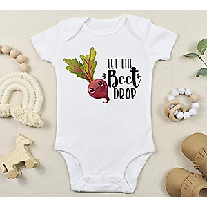 Let the Beet Drop Funny Vegan Baby Bodysuit or TShirt, Vegetable Baby Clothes, Vegan Baby Gift, Pun Baby Clothes, Unisex Baby Shower Gifts (2T Short Sleeve T-Shirt)