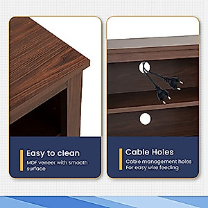 58'' Wood TV Stand TV Stand Fits 32-65 Inch Flat Screen TV Cabinet with 4-Shelf Storage Rolling Entertainment Center for Media Console Living Room Bedroom (Brown)