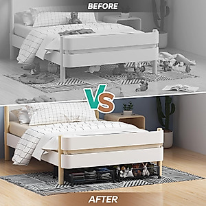 Under Bed Storage, Under the Bed Storage Containers with Wheels, Under Bed Shoe Storage Organizer Drawer, Tool-free Assembly Metal Underbed Storage Containers for Bedroom Clothes Shoes Blankets -4Pack