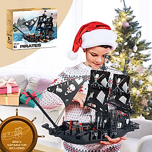 BRICK STORY 809-Piece Black Pirate Ship Building Set with Mini Figures for Kids Age 8+