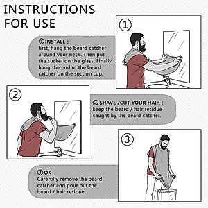 Beard catcher, Beard Bib Apron for Men, Non-Stick Beard Cape for Trimming, Beard Apron, Cape for Men Shaving, Gifts for Men (A37-Black)