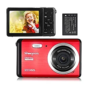 Digital Camera for Photography, FHD 1080P 20MP Point and Shoot Camera with 2.8" TFT LCD, Compact Rechargeable Vlogging Cameras for Kids,Beginner,Students,Teens,Elders (Red)