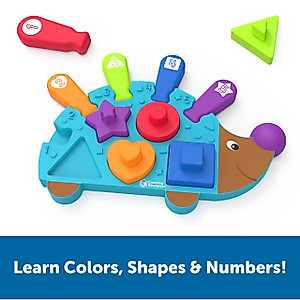 Learning Resources Spike the Fine Motor Hedgehog Puzzle Playmate - 11 Pieces,Ages 18+ months Fine Motor Game, Color and Shape Recognition Toddler Montessori Toys