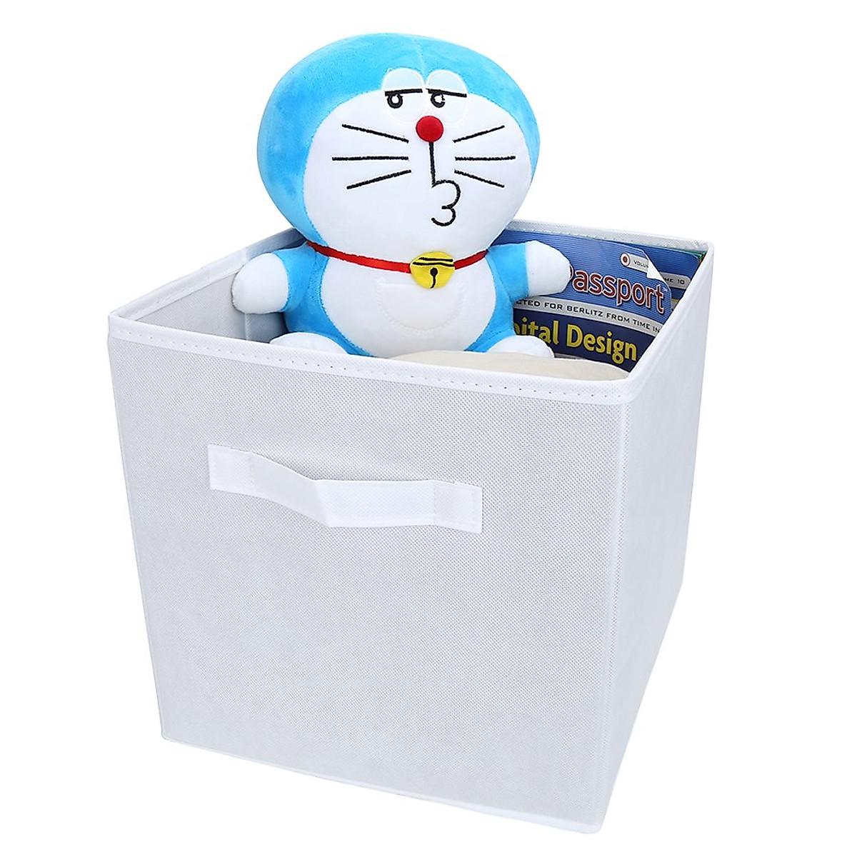 EZOWare Set of 6 Foldable Fabric Basket Bin Collapsible Storage Cube For Nursery, Kids Toys Organizer, Shelf Cabinet (White)