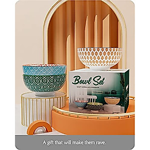 Salad Pho Soup Bowls Set for Eating, 55oz Lareina Extra Large Stackable Ramen Pasta Ceramic Serving Bowls, Big Round Microwavable Porcelain Bowls for Kitchen, Ideal Housewarming Gift