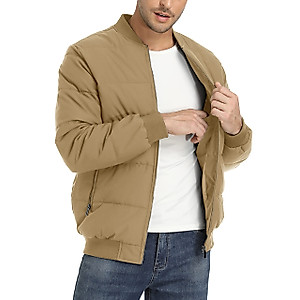 TACVASEN Mens Puffer Jacket Men Quilted Bomber for Men Lightweight Winter Full Zip Padded Jacket Windbreaker Men