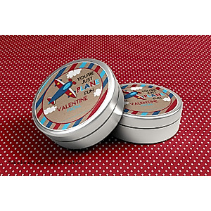 You’re Just Plane Fun Airplane Valentine Party Favor Sticker Labels for Boys, 40 2" Party Circle Stickers by AmandaCreation, Great for Classroom Valentines, Envelope Seals, Gifts & Treats