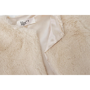 Lilax Girls Cozy Faux Fur Long Sleeve Crew Neck Dress Coat (Beige,7)