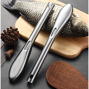 ADORAMBLING 2 Pieces Fish Scaler Tool Stainless Steel Fish Scaler Remover No Mess - Portable Fish Scale Remover Fish Descaler Tool - Durable Fish Scraper Fish Cleaner Tool for Fish Scaling Cleaning