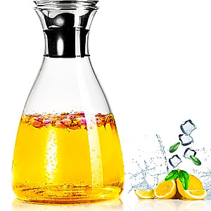 WUWEOT 50 OZ Glass Carafe, Water Carafe Jug Beverage Pitcher with Lid for Cold Water, Hot Water, Milk, Coffee, Serving Wine, Homemade Iced Tea and Juice, Heat Resistant Borosilicate