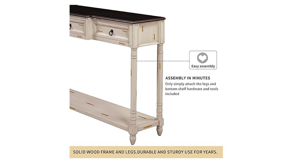 Merax Long Wood Console Table with 3 Drawers and Shelf