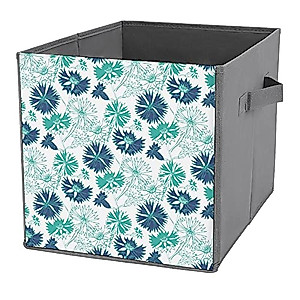 Cornflowers Storage Bins Cubes Foldable Fabric Organizers with Handles Clothes Bag Book Box Toys Basket for Shelves Closet 10.6"