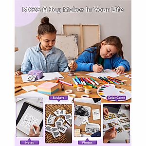 COLORWING M02S Pocket Mini Printer-Bluetooth Thermal Photo Mini Printer 300DPI,Thermal Sticker Printer for Study Notes, Photo, Organization, Gift, Compatible with iOS and Android