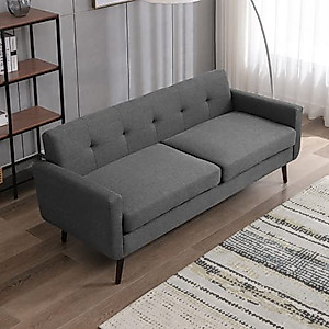 ZAFLY 80inches Loveseat Sofa Couch,Futon Sofa Modern Button Tufted Upholstered Couch Furniture with 5.9" Upholstered Cushion for Living Room Bedroom Office Apartment (Dark Gray)