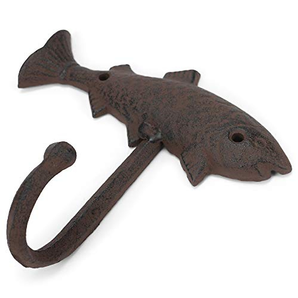 Textured Bronzetone Fish 6 x 5.5 Cast Iron Decorative Coat Towel Hook