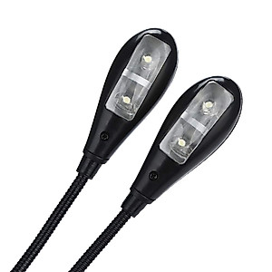 Toxz Mini Portable LED Double Arms Desk Table Lamp with Clip,Battery/USB Powered,Reading Light,Adjustable Brightness,Protect Eyes