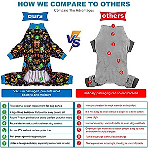 LovinPet Pajamas Dog Clothes - Large Dog Pajamas, Post Surgery Recovery Shirt, Stretchy Fabric, Aim for The Moon Flannel Navy Print, Dog PJ's, Anti Licking, Easy Wear Dog Jammies,Black Blue M