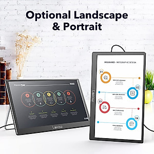 Lepow Portable Monitor C2S 15.4" Portable Laptop Monitor 1080P IPS Screen with Dual Speakers Foldable Kickstand HDMI USB Type-C Mini DP, External Travel Monitor for Laptop PC Phone Xbox Switch PS4