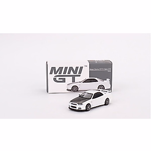 True Scale Miniatures Model Car Compatible with Nissan Skyline GT-R (R34) V-Spec II N1 (White) Limited Edition 1/64 Diecast Model Car MGT00501