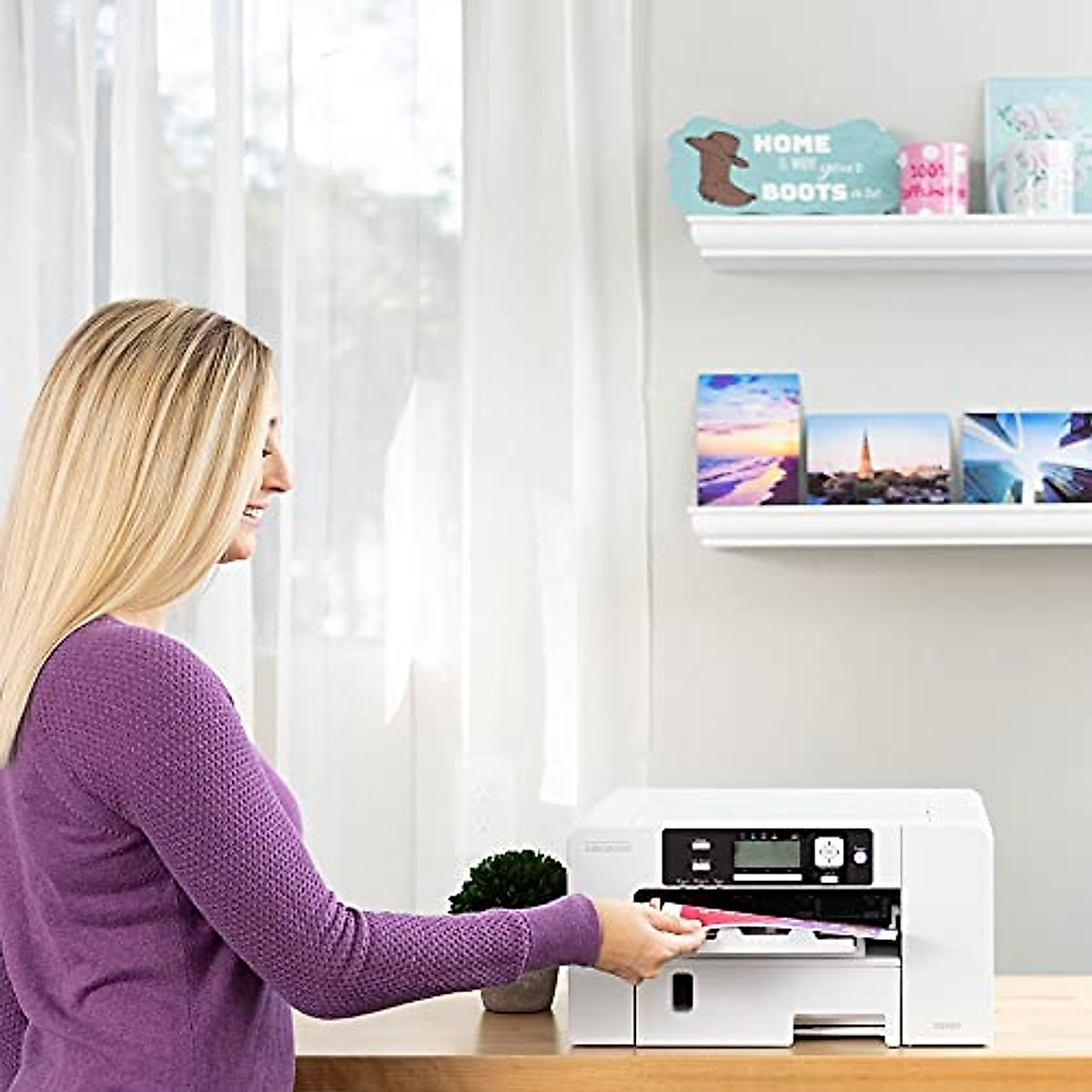 Sawgrass SG500 Sublimation Printer - Bundle - with Inks, 220 Sheets SUBLIMAX Paper, 10 Pieces Sublimation Blanks, Design Software & 3 Rolls Tape