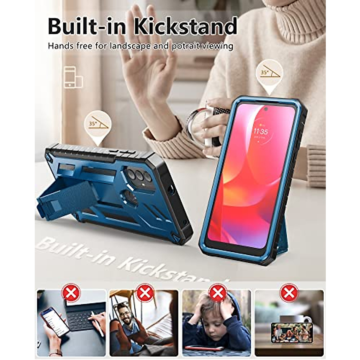 for Motorola Moto-G Power 2022 Case: Moto G Play 2023 Case Military Grade Heavy Duty Rugged Protection Shockproof Shell | Durable Dual-Layer Armor Design Tough Protective Cover Blue