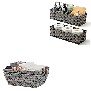 GRANNY SAYS 2-Pack Wicker Baskets with Handles for Storage, Set of 2, 17"L x 13"W x 5H