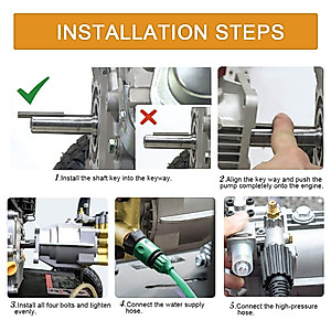 SurmountWay 3/4" Shaft Horizontal Pressure Washer Pump, 3400 PSI,2.6 GPM Brass Power Washer Pump Replacement for Honda, Simpson, Ryobi,Craftsman and more
