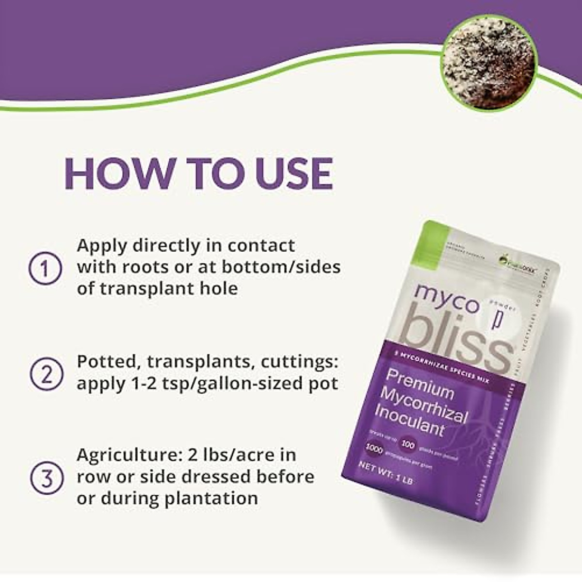 Myco Bliss Powder (2lbs) - 5 Strain Mycorrhizal Inoculant with 1,000 Propagules per Gram - Highly Concentrated Mycorrhizae for Plants, Potting Soil, Indoor Plants, Outdoor Plants, & Houseplants