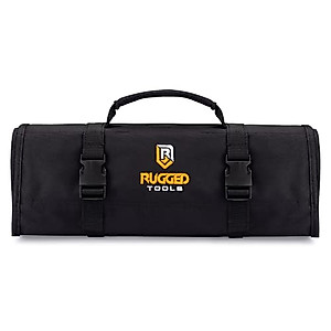 32 Pocket Tool Roll Organizer - Wrench & Pouch Includes Pouches for 10 Sockets Up Bag Electrician, HVAC, Plumber, Carpenter or Mechanic from Rugged