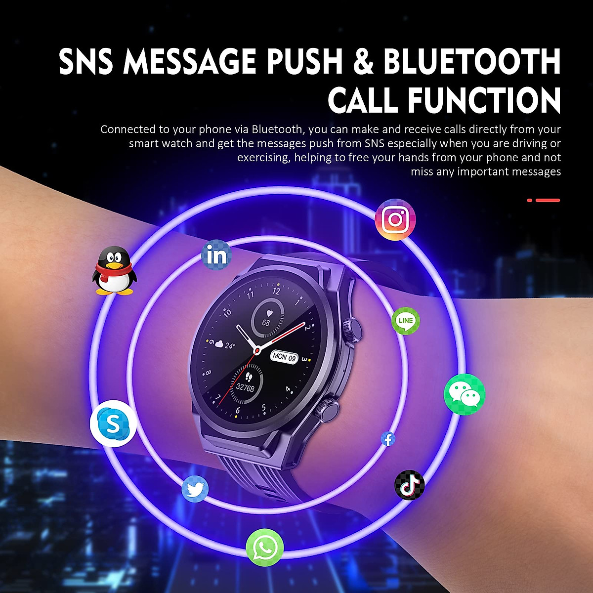 Smart Watch for Men, 1.6-inch Extra Large Screen 60 Days Standby Round Touch IP67 Waterproof Watch with Heart Rate Sleep Monitor Bluetooth Call Message Sports for Android iOS