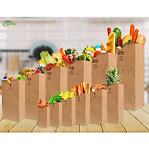 EcoQuality 100 Small Brown Kraft Paper Bag (3 lb) Small - Paper Lunch Bags, Small Snacks, Gift Bags, Grocery, Merchandise, Party Bags (4-3/4" x 2-15/16" x 8-9/16) (3 Pound Capacity)