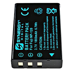 Synergy Digital SDNP120 Lithium-Ion Battery - Rechargeable Ultra High Capacity (3.7V 1800 mAh) - Replacement for Fuji NP-120, Pentax D-LI7 & Ricoh DB-43 Batteries
