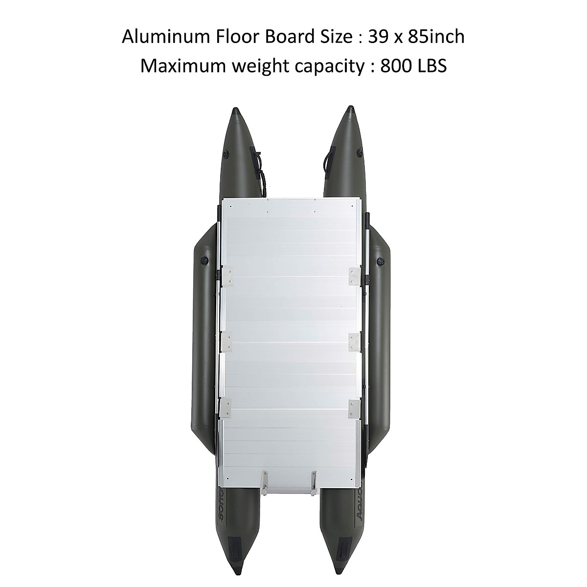 AQUOS Heavy-Duty for Two 11.5ft Inflatable Pontoon Boat with Stainless Steel Guard and Folding Seat and Haswing Handle Control 12V 55LBS Transom Trolling Motor for Fishing