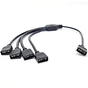Micro Connectors 3-Pin Addressable RGB (ARGB) 1 to 4 Splitter Cable - 50cm with Male Pins (F04-04ARGB-50)