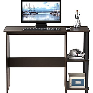 SHW Cyrus Home Office Desk with Shelves, Espresso
