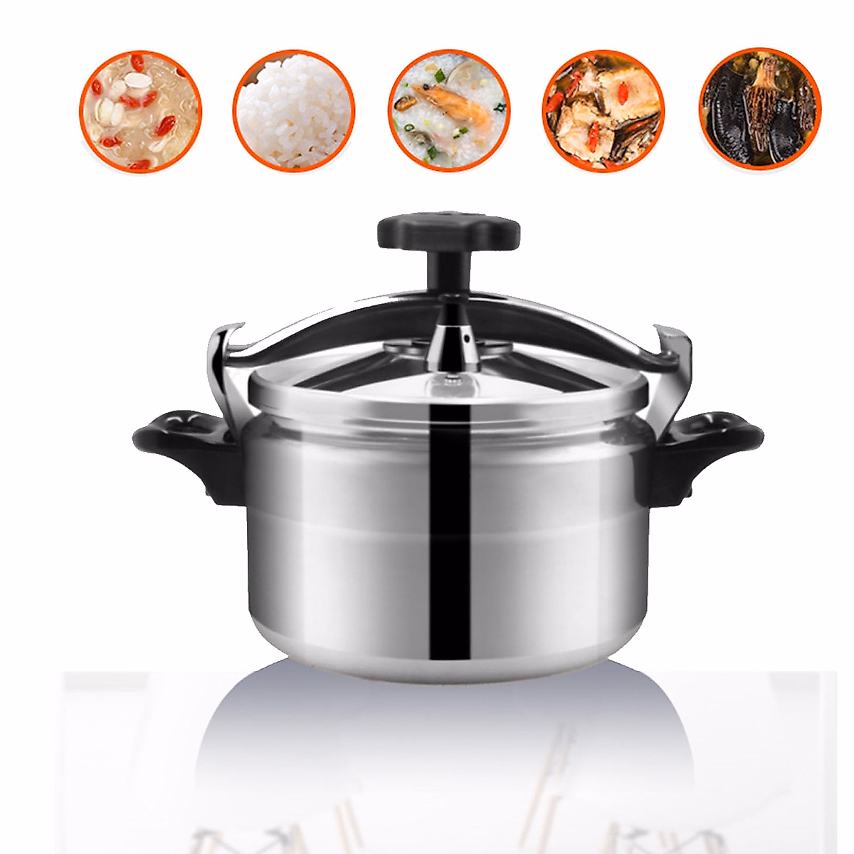 5.28 Quart Pressure Cooker Aluminum Pressure Canner with Double Bottom Easy Open/Close Explosion Proof Pressure Pot for Gas Stove Flat Top Stove