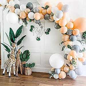 164pcs Blush White Balloons Garland Arch Kit Peach Balloons Chrome Metallic Silver Latex Balloon for Fall Girls Birthday Wedding Bridal Shower Venue Backdrop Party Decoration