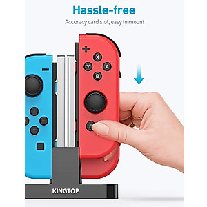 Switch Controller Charger, KINGTOP Switch Joycon Charger Compatible with Nintendo Switch Joy-con, Switch Charger with Individual LED Indicator and USB C Charging Cable