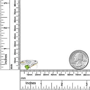 Gem Stone King 925 Silver 10K Yellow Gold Green Peridot and Moissanite 2 Tone 2 Heart Women Engagement Mother Ring (0.94 Cttw, Heart Shape 5MM) (Size 6)